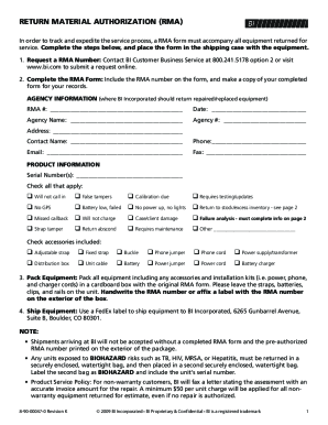 Fillable Online COMARK Return Material Authorization (RMA) Procedures ...