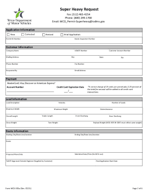 Fillable Online Super Heavy Permit Application - TxDMV.gov Fax Email ...