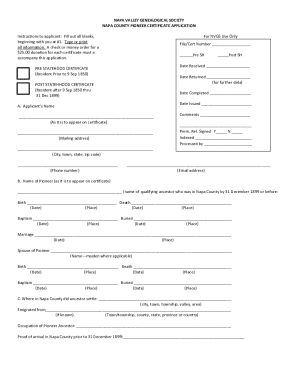 Fillable Online Pioneer Certificate Application Fax Email Print - pdfFiller