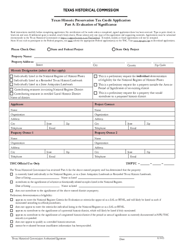 Fillable Online Tax Credit (HRC) Program Historic Preservation ...