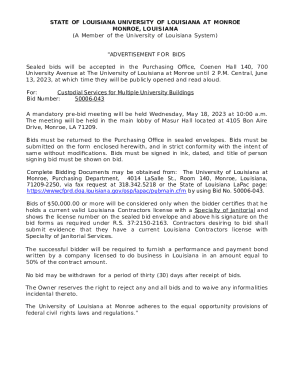 "ADVERTISEMENT FOR BIDS Doc Template | pdfFiller