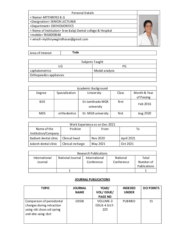 Fillable Online empty faculty profile form-1 Fax Email Print - pdfFiller