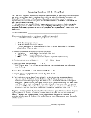 Fillable Online Culminating Exp Cover Sheet 2020-21.doc Fax Email Print - pdfFiller