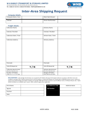 Fillable Online Customer Inter-Area Shipping Request Fax Email Print ...