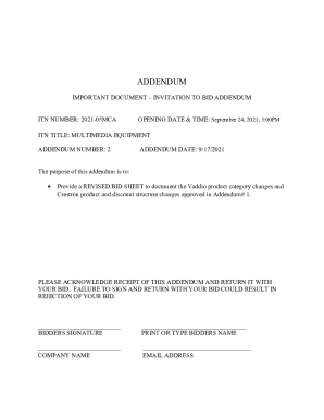 Fillable Online procurement ucf DOCUMENT 00 91 13 ADDENDA ADDENDUM ...