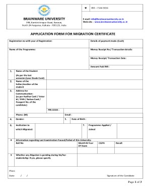 Fillable Online Migration Certificate Form Brainware Fax Email Print ...