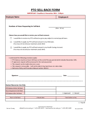 Fillable Online PTO SELL-BACK FORM Fax Email Print - pdfFiller