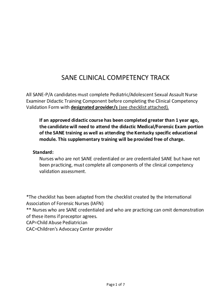 Fillable Online Adult/Adolescent Sexual Assault Nurse Examiner (SANE ...