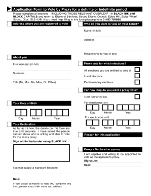 Fillable Online Only one person can apply to vote by proxy using this form Fax Email Print ...