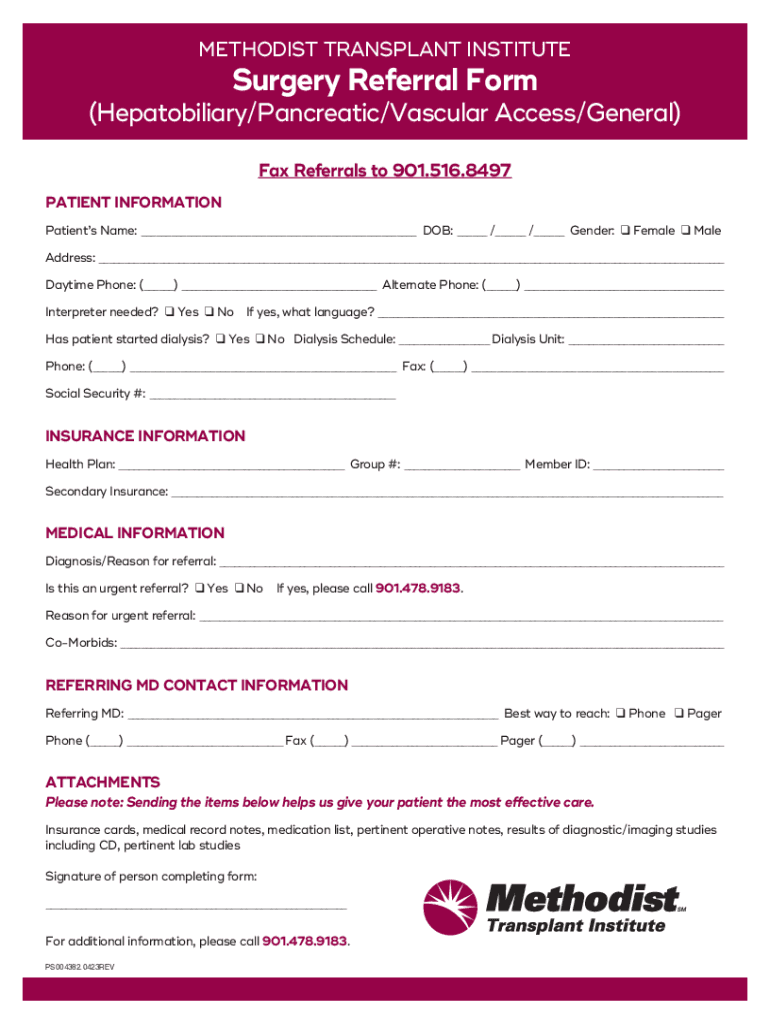 Fillable Online Surgery Referral Form (Hepatobiliary/Pancreatic ...