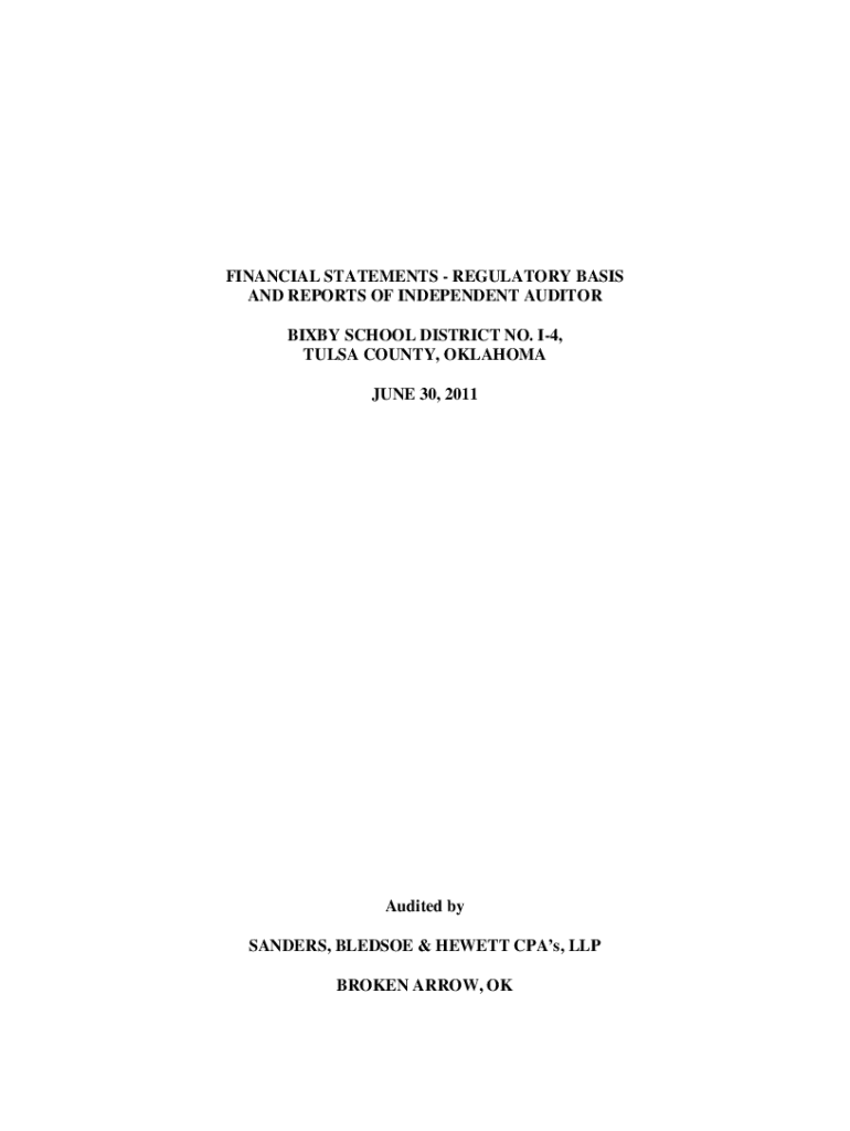 Fillable Online financial statements - regulatory basis - Oklahoma ...
