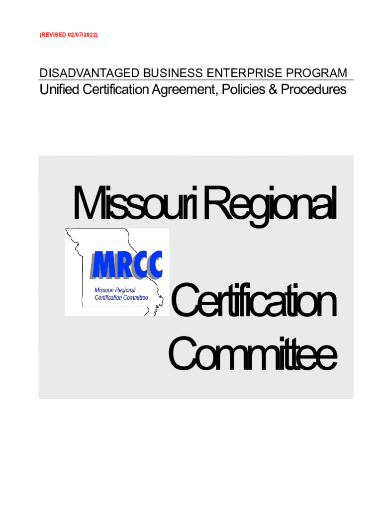 Fillable Online Unified Certification Agreement, Policies & Procedures ...