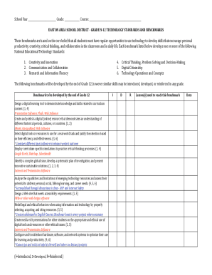 Fillable Online Grade 912 Technology Standards and benchmarks Fax Email ...