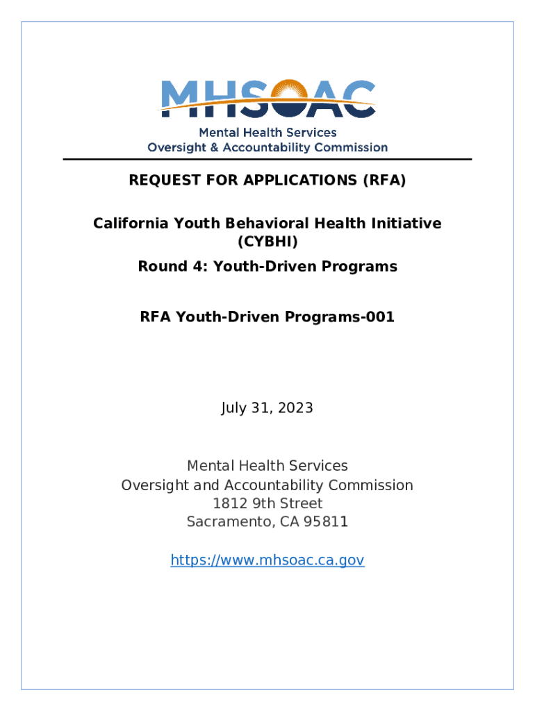 Request for Applications for CYBHI Youth-Driven Programs ... - mhsoac ...