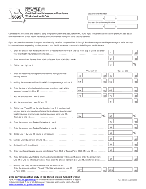 Fillable Online Form 5695 - Qualified Health Insurance Premiums ...
