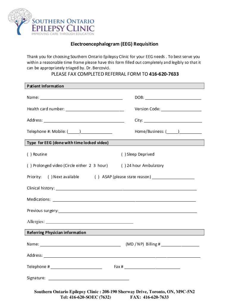 Fillable Online Electroencephalogram (EEG) Requisition Fax Email Print ...