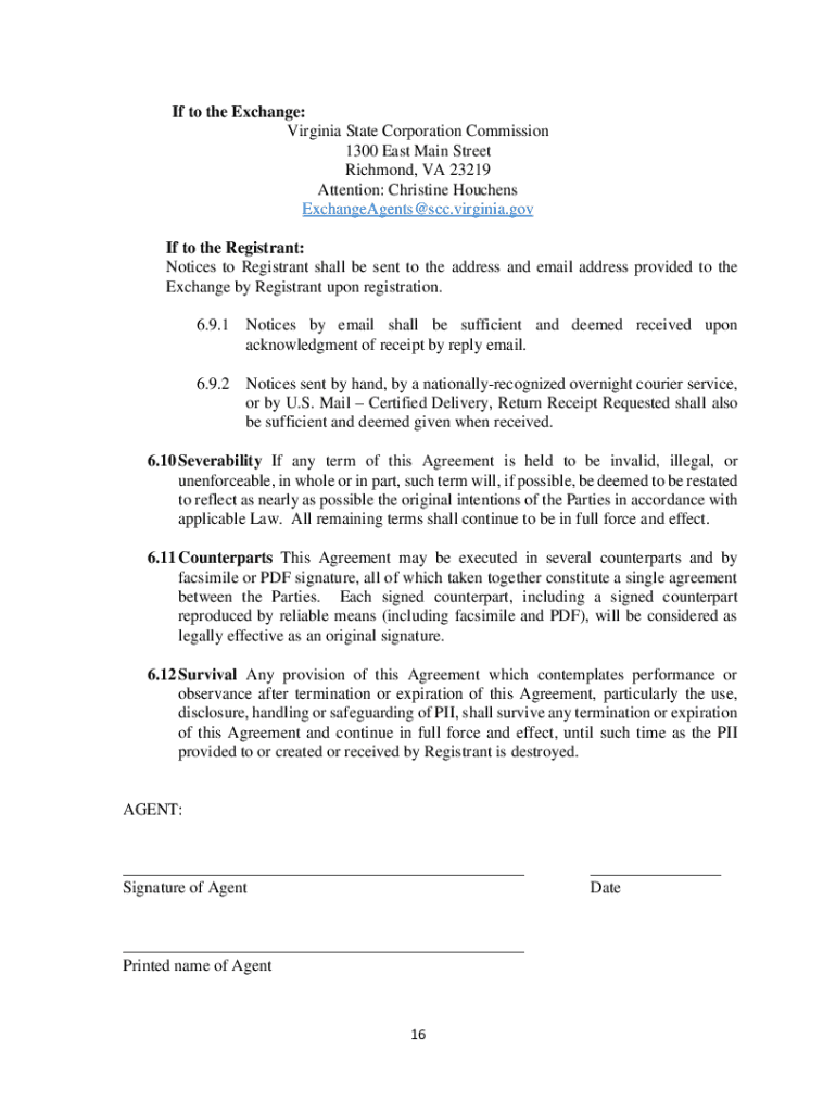 Fillable Online Virginia Health Benefit Exchange Agent Agreement Fax ...