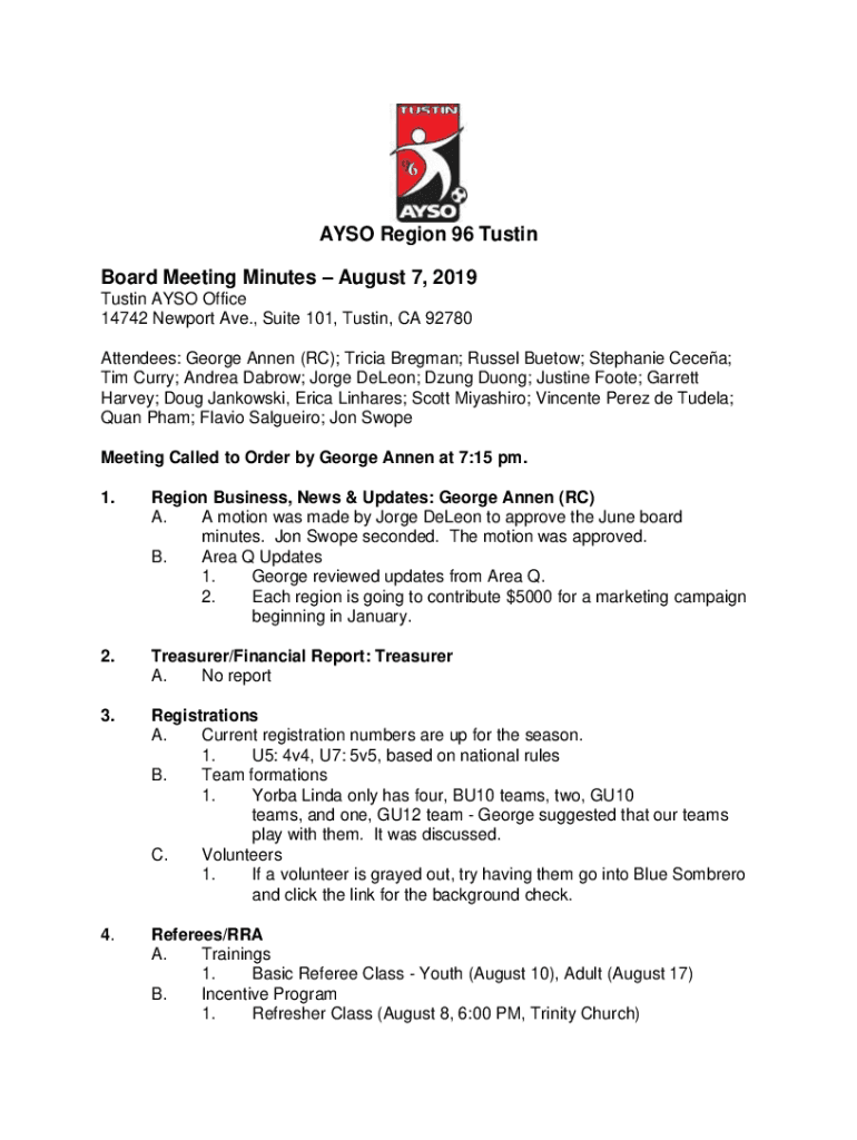 Fillable Online Attendees: George Annen (RC); Tricia Bregman; Russel ...