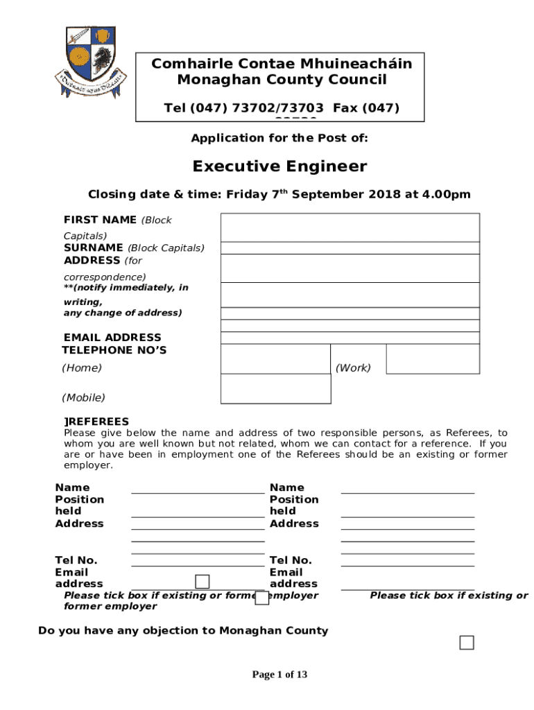Application for the post of Executive Engineer (Electrical) at ... Doc ...