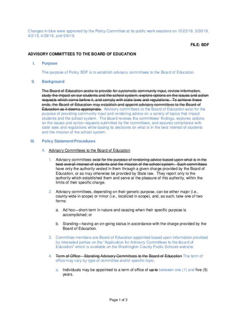 Fillable Online file: bdf advisory committees to the board of education ...