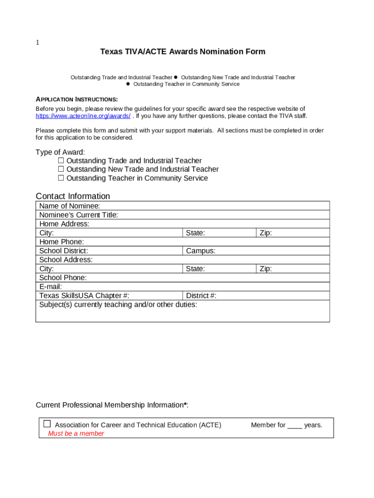 2024 Outstanding Teaching Awards Nomination Doc Template | pdfFiller