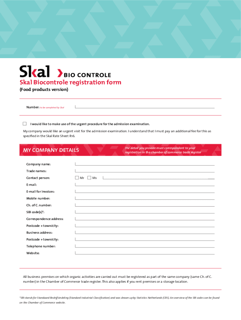 Fillable Online Skal Biocontrole registration form Fax Email Print ...