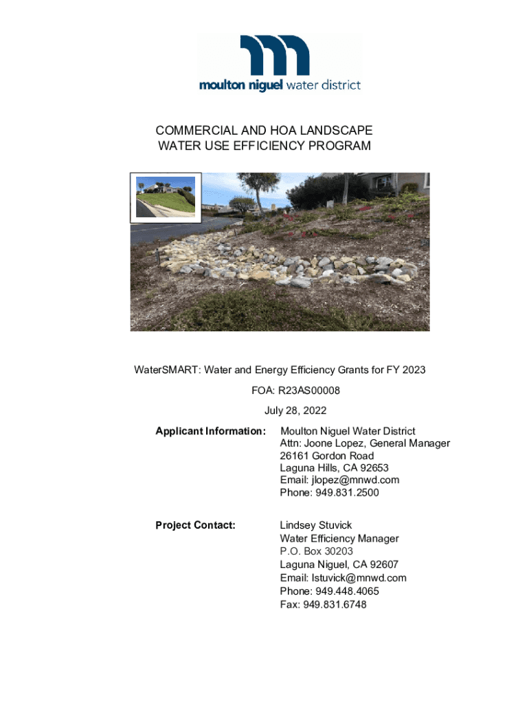 Fillable Online commercial and hoa landscape water use efficiency ...