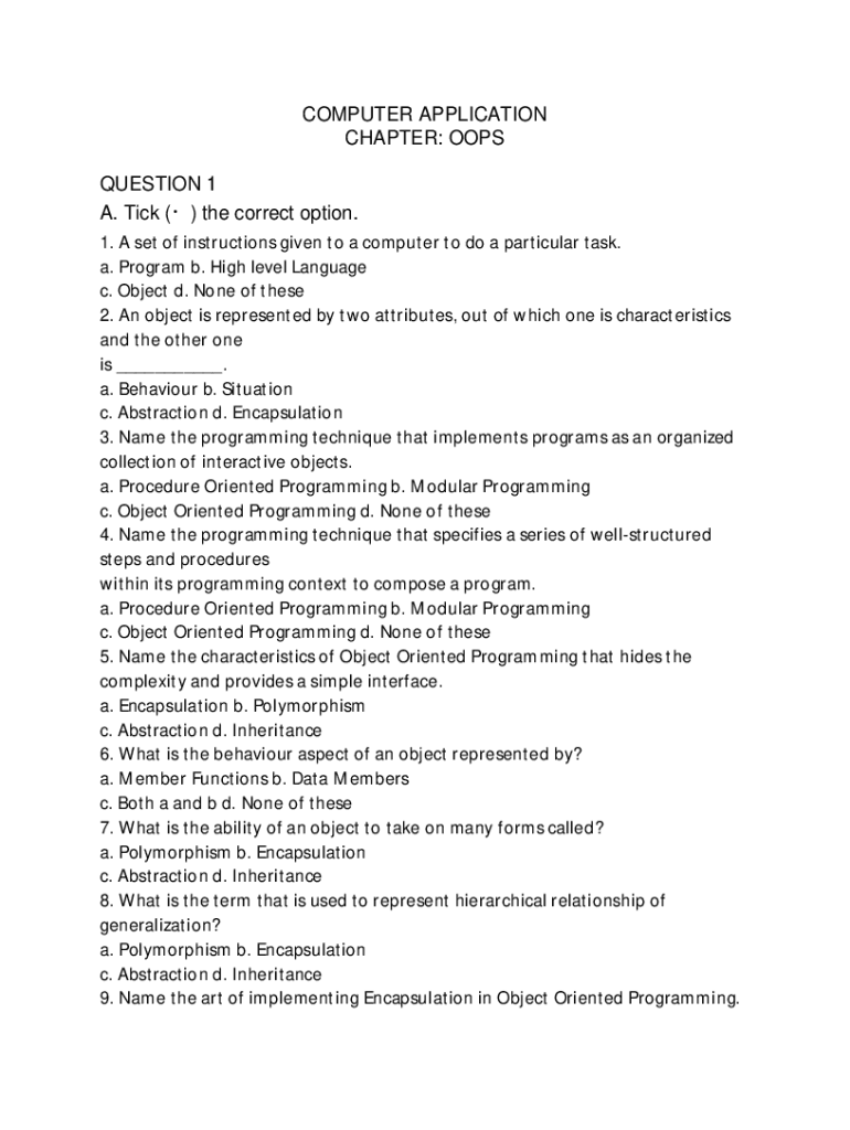 Fillable Online A tough, multiple choice Java exception handling quiz Fax Email Print - pdfFiller