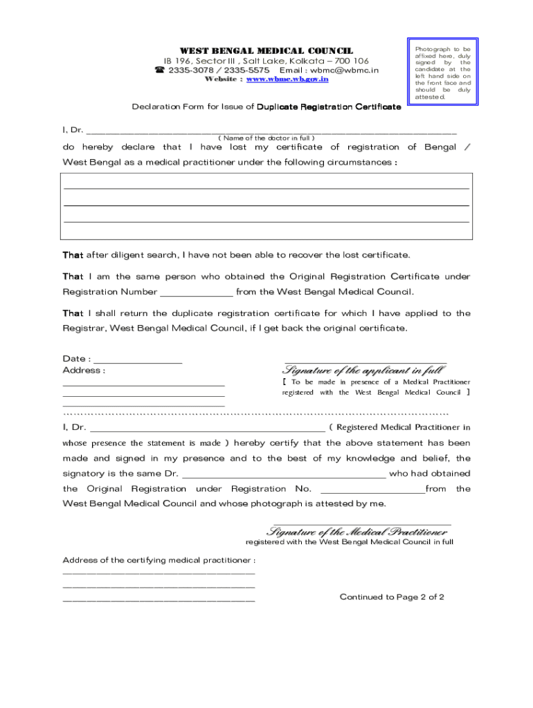 Fillable Online Form No 51Application Form for Duplicate Registration ...