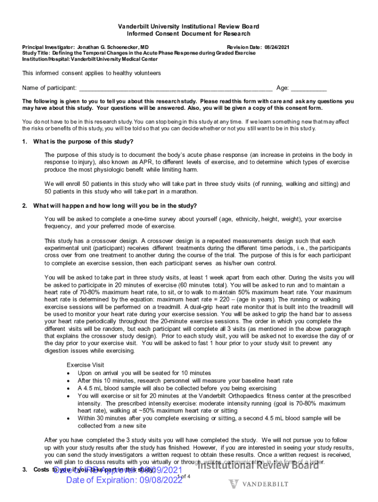 Fillable Online Date of IRB Approval: 09/09/2021 Date of Expiration Fax ...