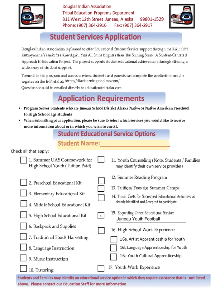 Fillable Online Douglas Indian Association Tribal Education Programs ...