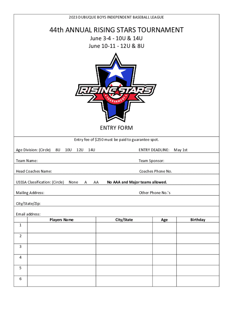 Fillable Online 44th ANNUAL RISING STARS TOURNAMENT - cloudfront.net ...