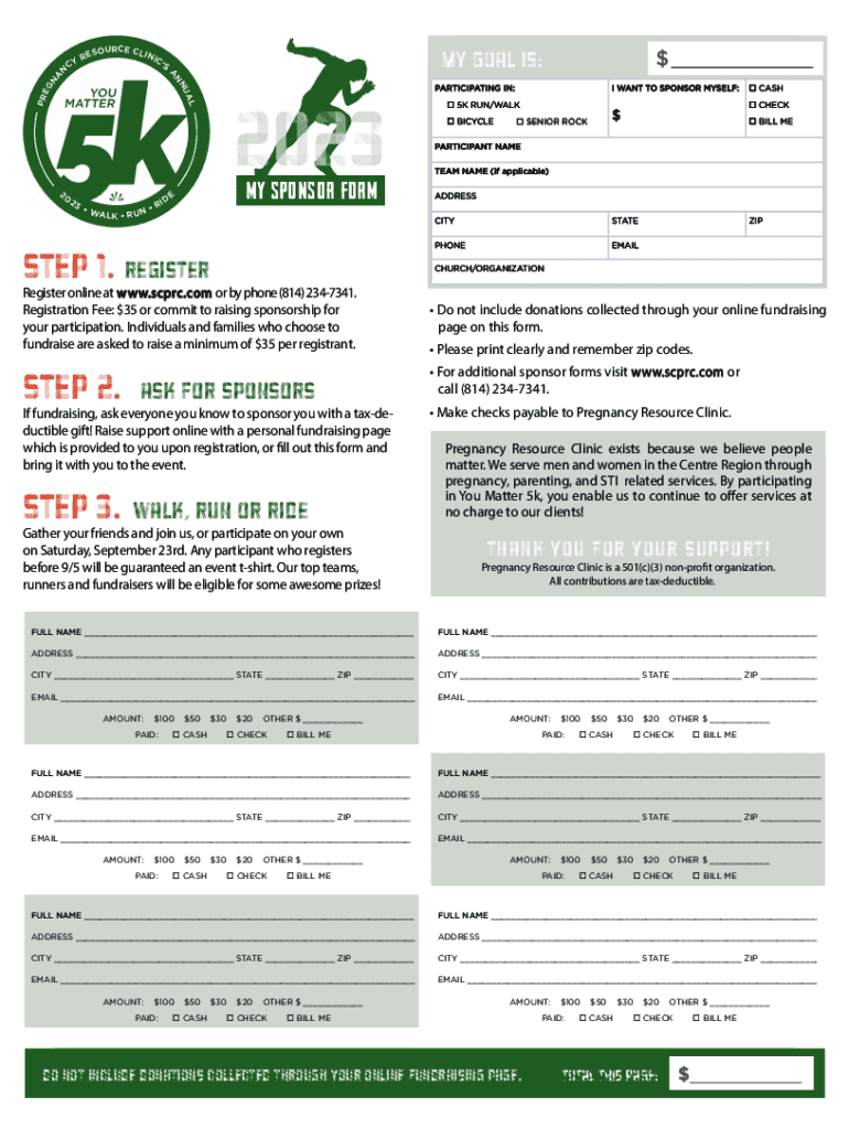 Fillable Online 5k Sponsor Form 2023 v2 Fax Email Print - pdfFiller