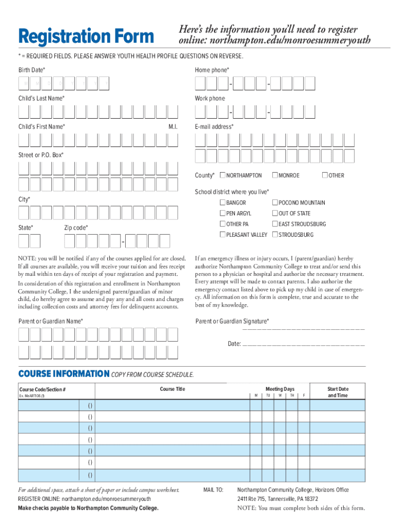Fillable Online Registration Form Here's the information you'll need to ... Fax Email Print ...