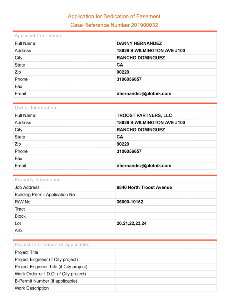 Fillable Online Deed of Dedication, Easement, Vacation, and ...