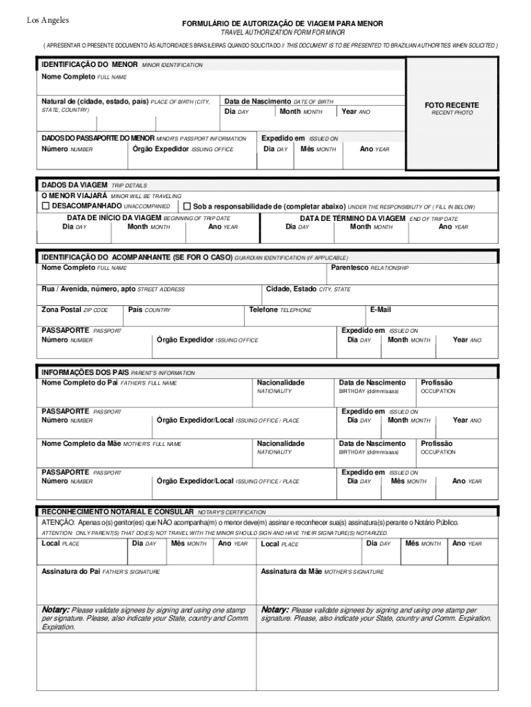 Fillable Online Autorizacao Viagem Des - Fill Online, Printable ...