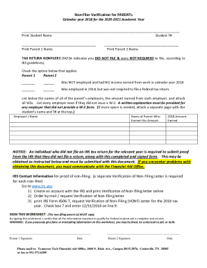 Fillable Online 2020-2021 Parent Tax Non-Filer Form Fax Email Print ...