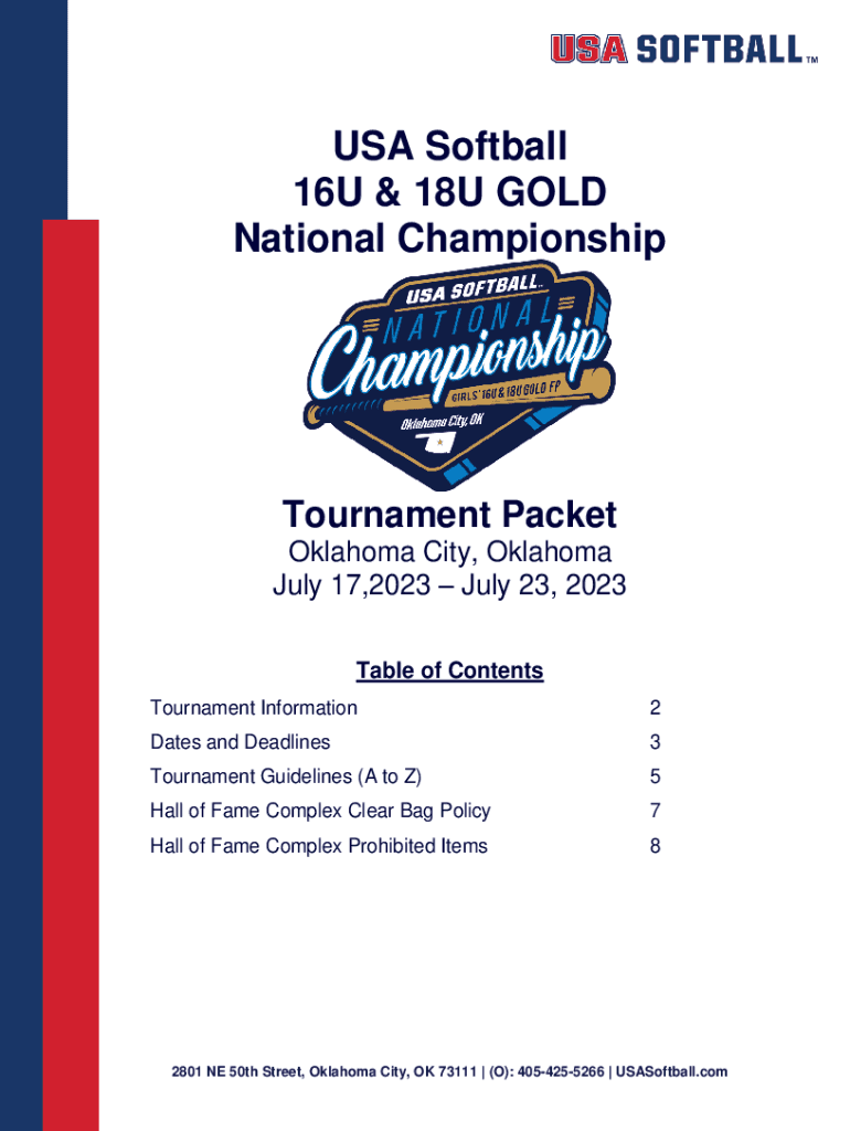 Fillable Online USA Softball 16U & 18U GOLD National Championship Fax Email Print - pdfFiller
