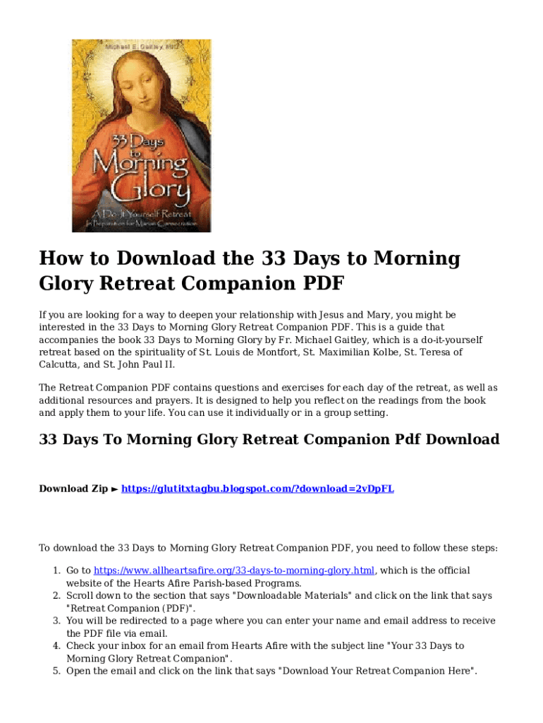 Fillable Online 33 Days to Morning Glory - Participant Packet (WITH ...