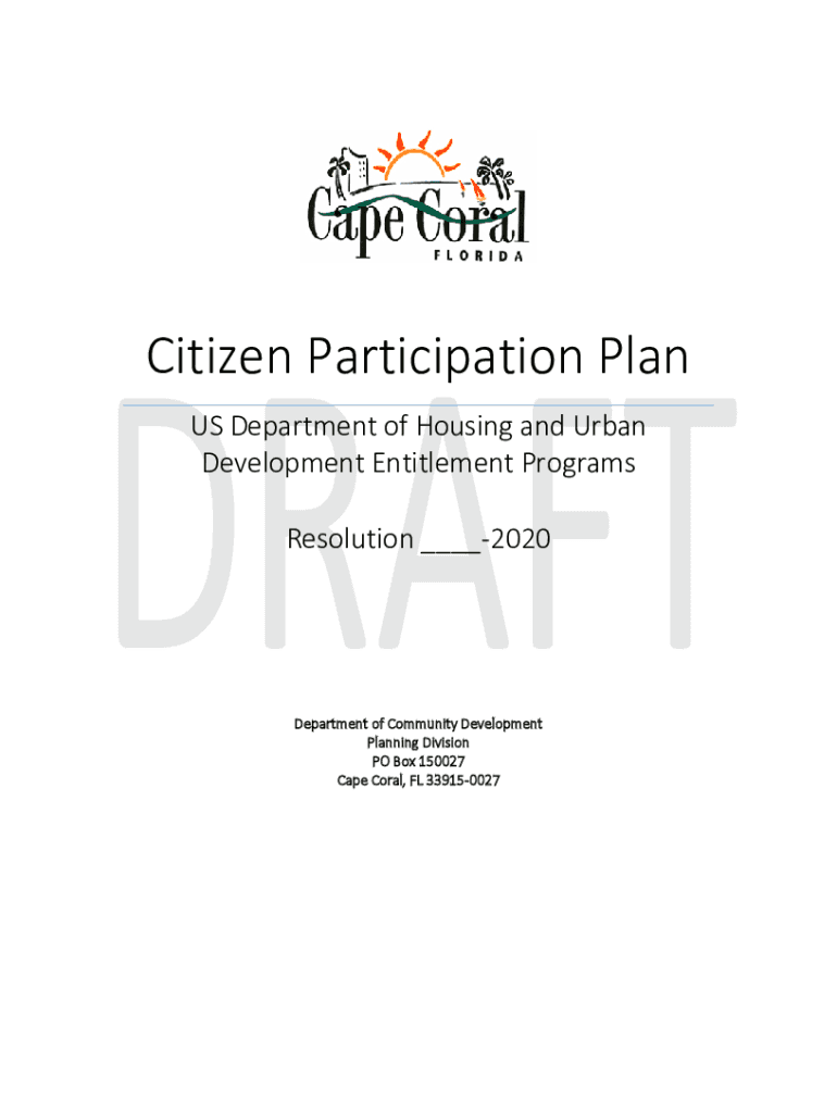 Fillable Online Citizen Participation Plan. US Department of Housing ...