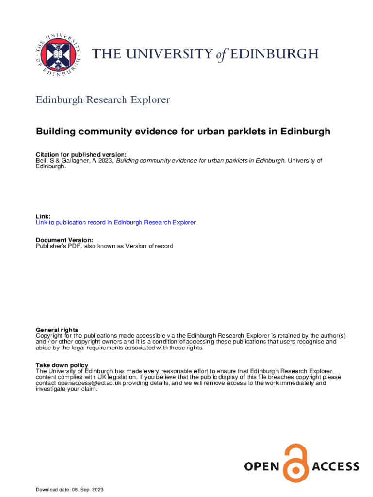 Fillable Online Building community evidence for urban parklets in ...
