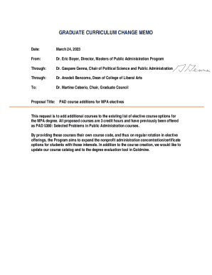 Fillable Online GRADUATE CURRICULUM CHANGE MEMO Fax Email Print - pdfFiller