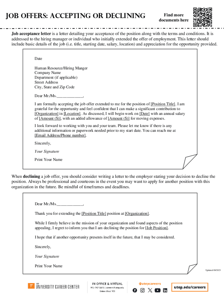 Fillable Online How to Accept a Job Offer in 2023 Free Email Template Fax Email Print - pdfFiller