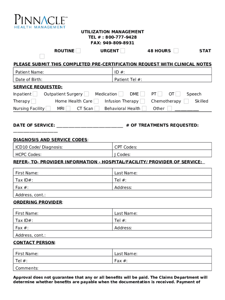 Utilization Management - Prior Authorization Doc Template | pdfFiller