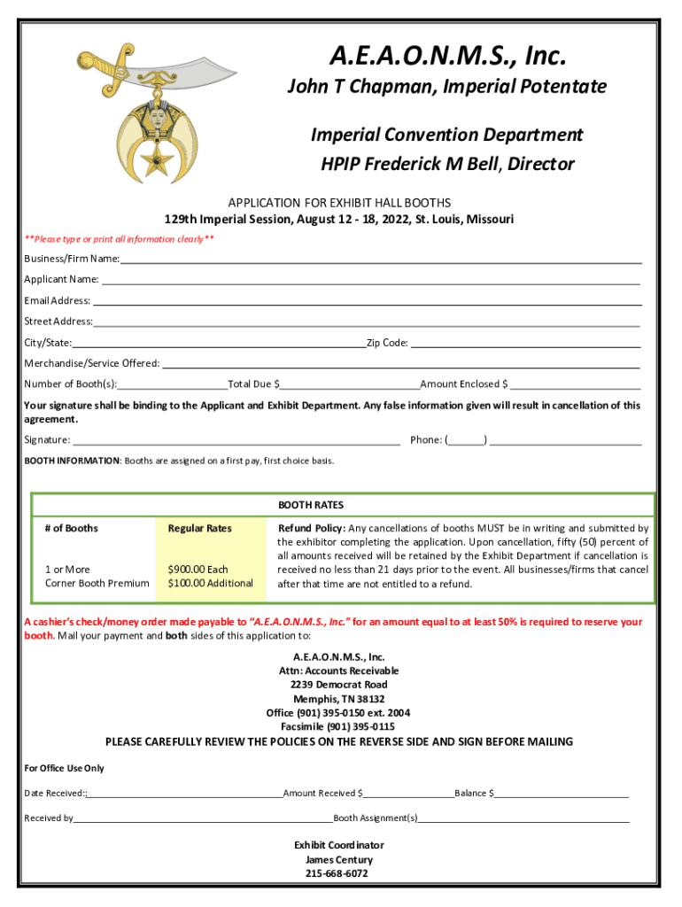 Fillable Online AEAONMS, Inc. - John T Chapman, Imperial Potentate Fax ...