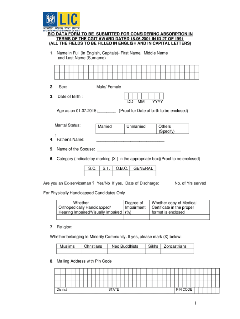 Fillable Online 19 sample bio data sheet - Free to Edit, Download ...