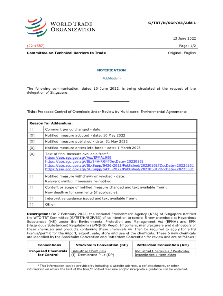 Fillable Online G/TBT/N/SGP/63/Add Fax Email Print - pdfFiller