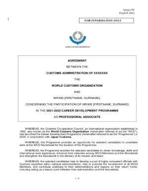 Fillable Online Annex IV English Only AGREEMENT BETWEEN THE ... Fax ...