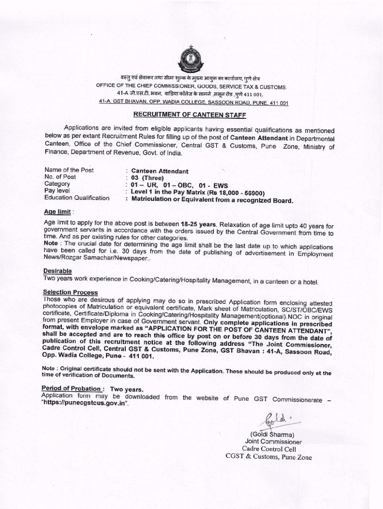 Fillable Online Vacancy Circular calling for nominations of willing ...