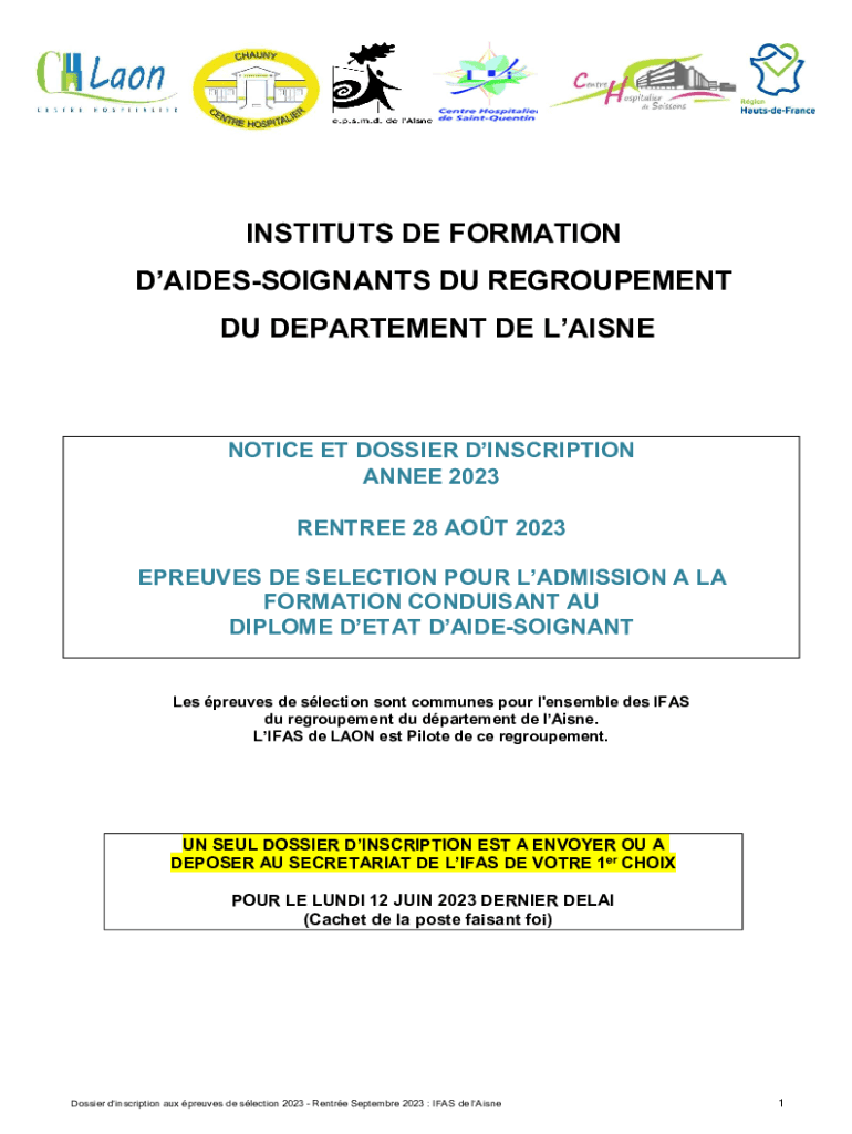 Remplissable En Ligne Modalits pour l'admission en formation Aide Soignant Fax Email Imprimer ...